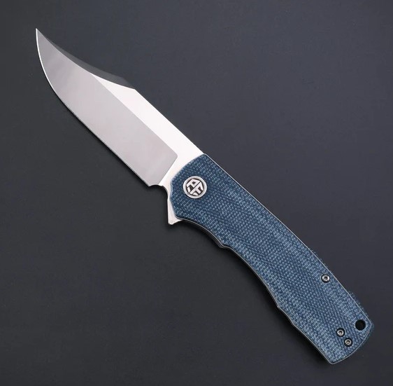 Petrified Fish Victor Folding Knife, K110 Blade, Micarta Blue, PFP03BMP ...