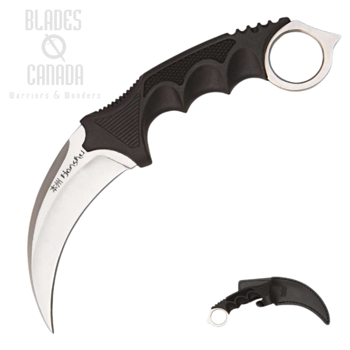 Honshu Fixed Blade Karambit Knife, Silver Boot, Leather Sheath, UC2786 ...